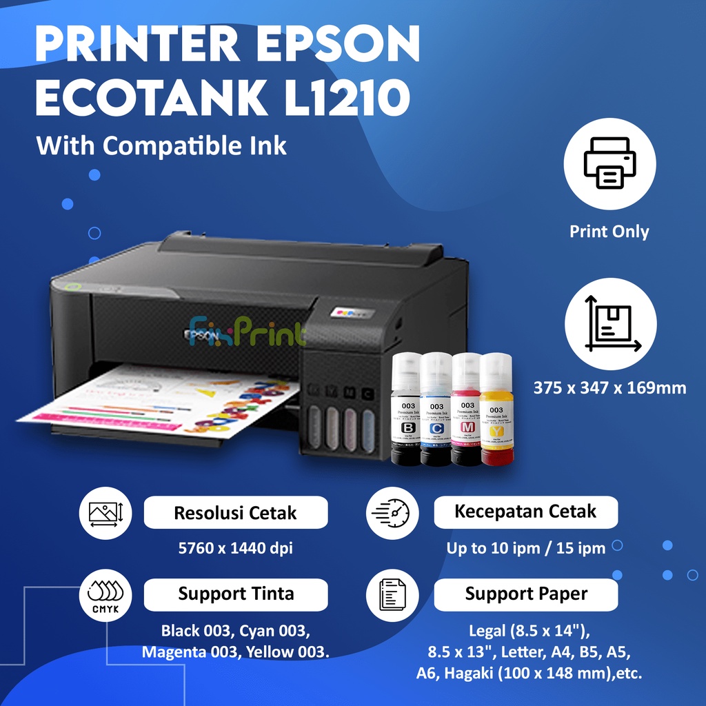 Jual Printer Epson Ecotank L1210 / L1216 / L1250 / L1256 Print A4 LPengganti L1110 With Tinta ...