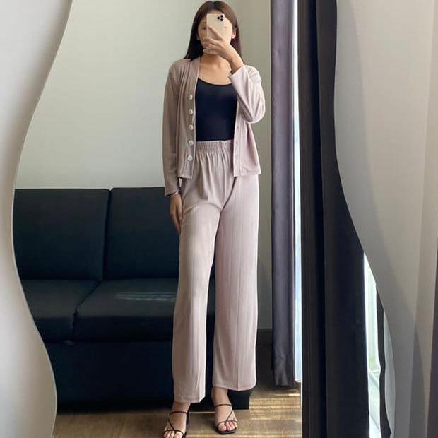 Jual Sora Knit Set - Stelan Knit - Stelan Outer Cardigan Kulot Wanita ...