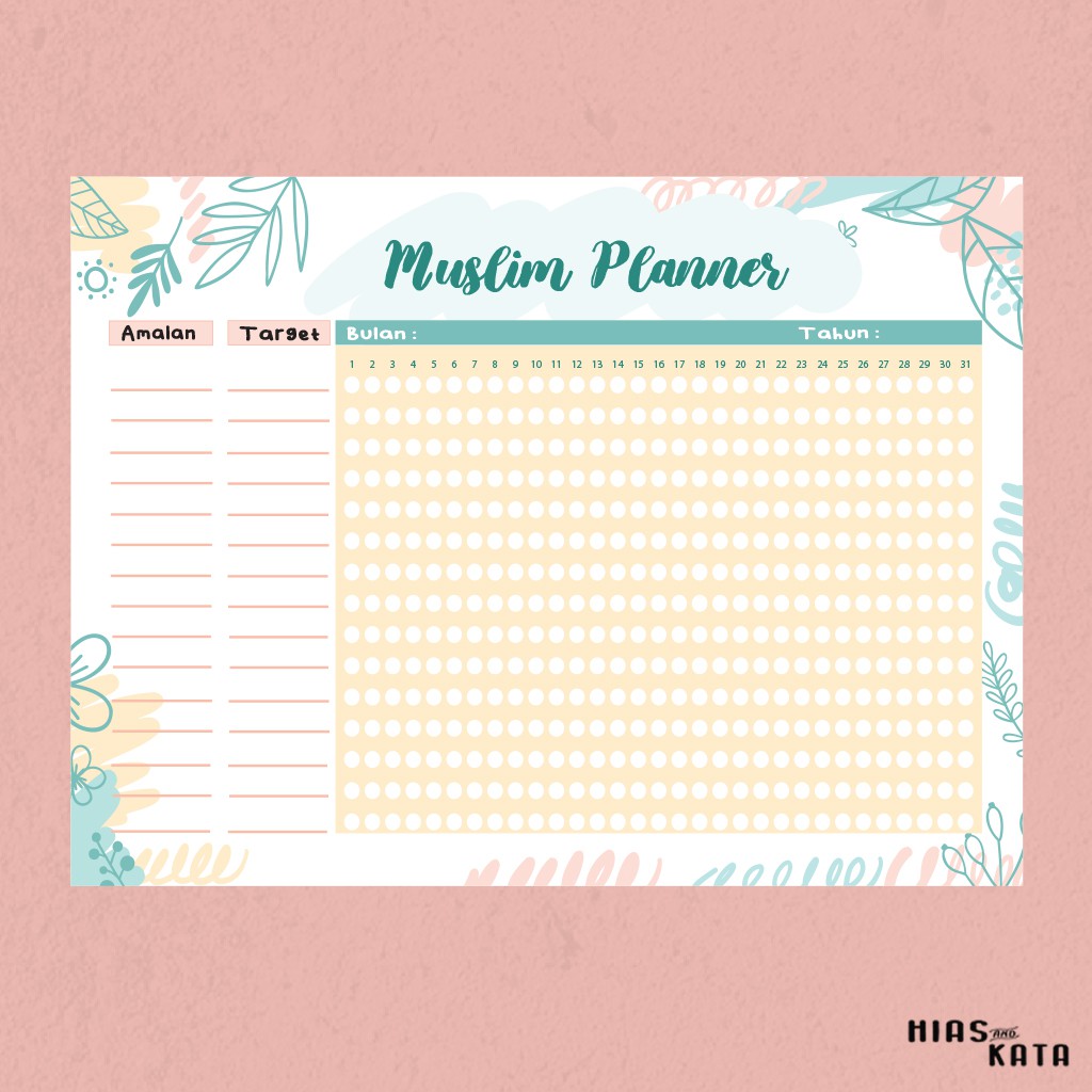 Jual agenda muslim planner muslim tropical minimalist uk A3 ( bonus ...