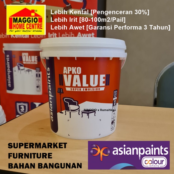 Jual CAT TEMBOK PUTIH 25KG MURAH DAN HEMAT - CAT TEMBOK APKO VALUE ...