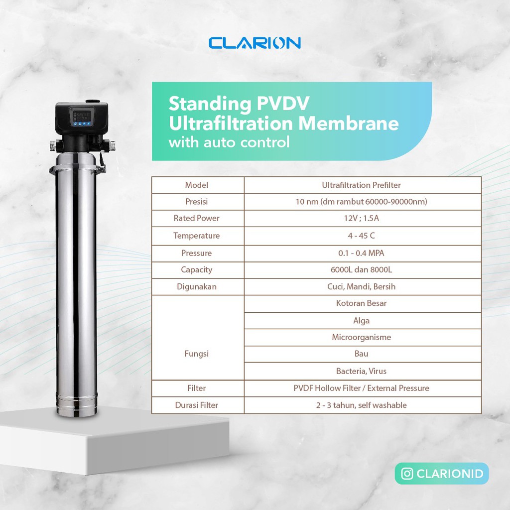 Jual CLARION PVDF Prefilter With Automatic Control Capacity 8.000 L/Jam ...