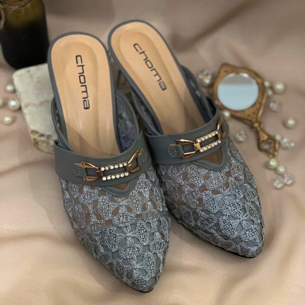 Jual Choma Ladies Sandal Heels Brukat Pesta Wanita Sandal Wisuda Sandal ...