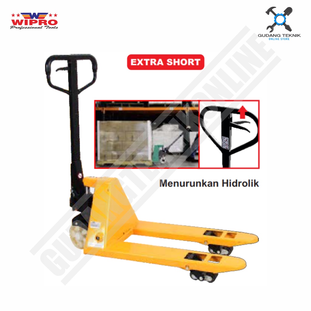 Jual HAND PALLET RODA PU EXTRA SHORT 2000KG x 550 MM WIPRO / Angkut ...