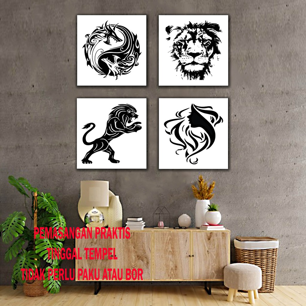 Jual poster gambar hitam putih 19cm x 19cm / lukisan dekorasi dinding ...