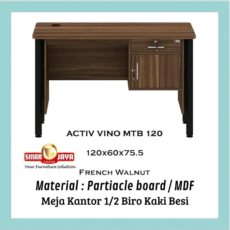 Jual Meja Kantor 1/2 biro - kaki besi || Vino MTB 120 - Activ | Shopee Indonesia