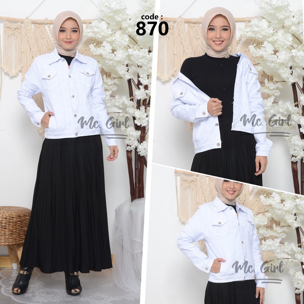 Jual MC girl - Jaket Jeans Warna Putih Wanita / Jacket Polos Lepis ...