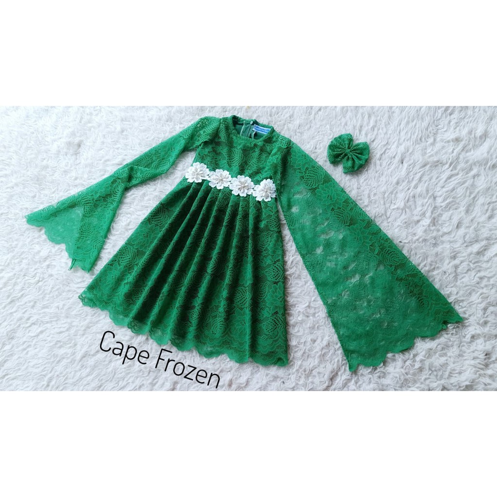 Jual DRESS CAPE FROZEN ANAK CEWEK WARNA HIJAU BOTOL | Shopee Indonesia
