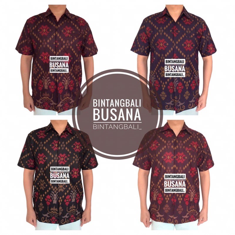 Jual Kemeja Endek Bali Katun Pria Laki Laki Lengan Pendek Motif Jepun ...