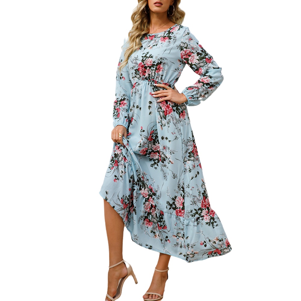 Jual COD 2024 New Fashion Blue Long Dresses Summer Wanita Maxi Dress ...
