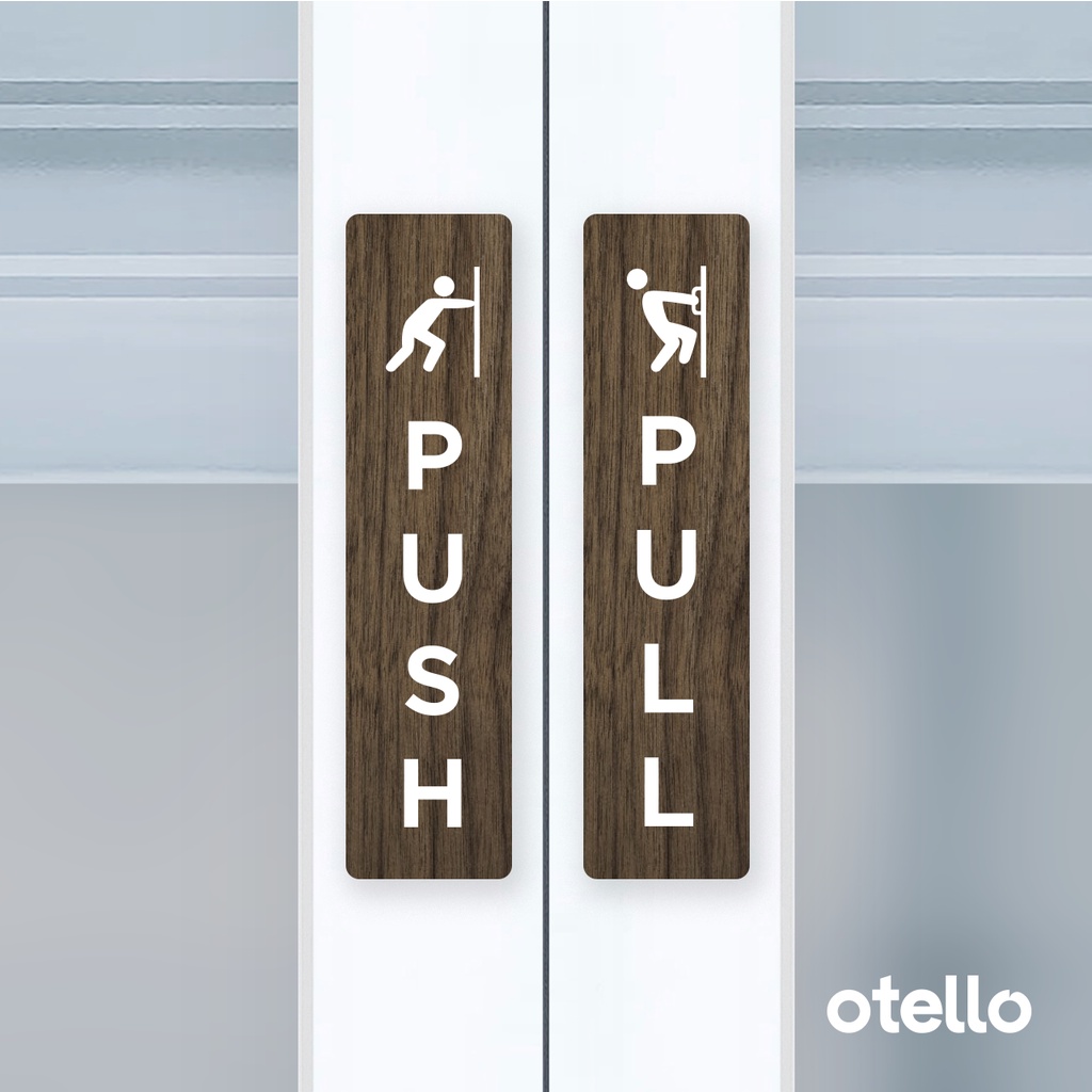 Jual Otello Label Sticker Push Pull Icon Unik Sign Acrylic Modern ...
