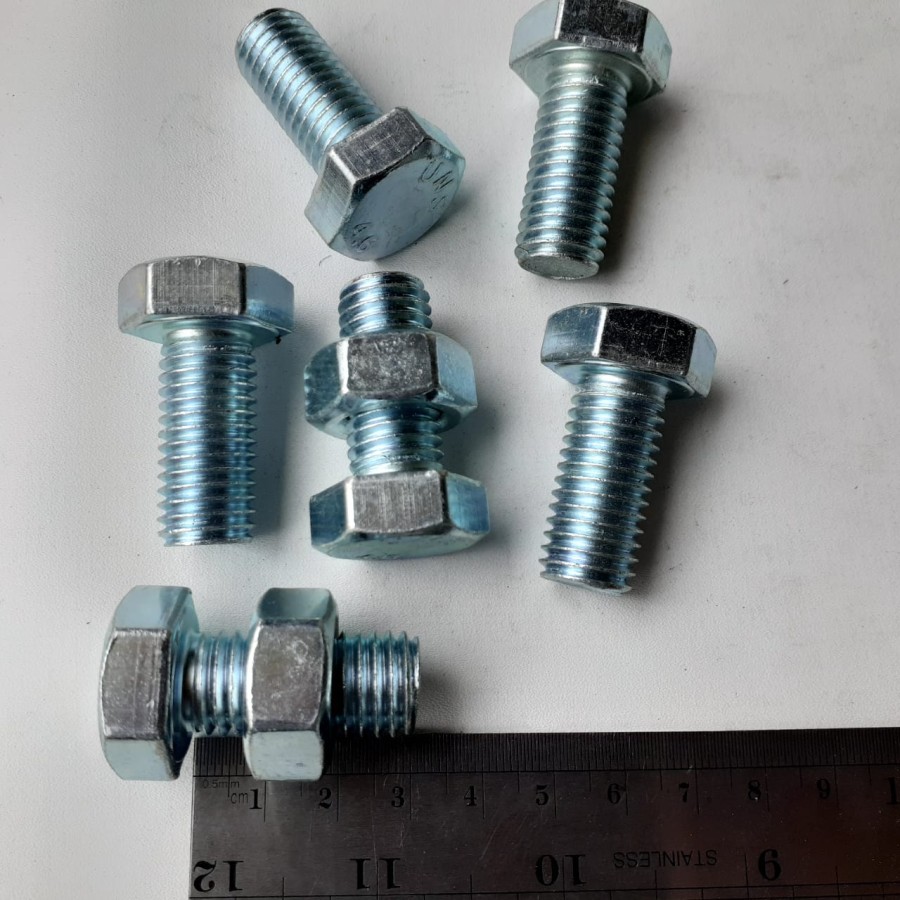 Jual BAUT MUR M14 X 30 PUTIH BMP M14X30 PANJANG 3CM 3 CM KUNCI 22 GALVANIZ GALVANIS | Shopee ...