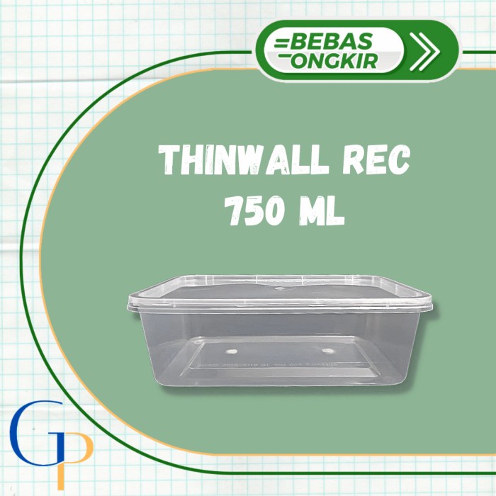 Jual Kotak Thinwall 750 Ml/ Kotak Makan Plastik Tahan Panas Ukuran 750 ...