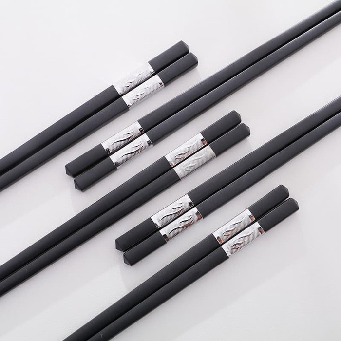 Jual Sumpit Alloy Hitam Dengan Hiasan Ukiran Perak (27cm) (1 Pasang ...