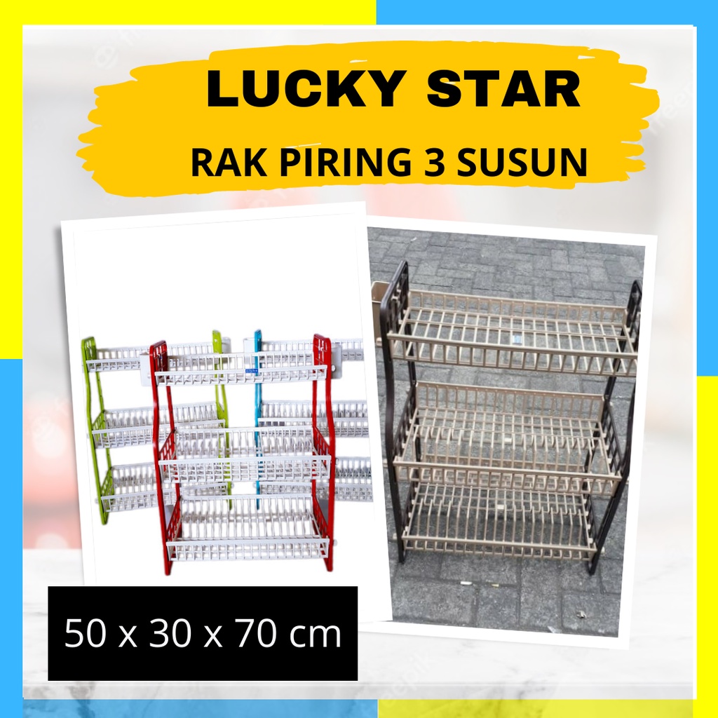 Jual Lucky Star Rak Piring Plastik 3 Susun Serbaguna Bongkar Pasang ...