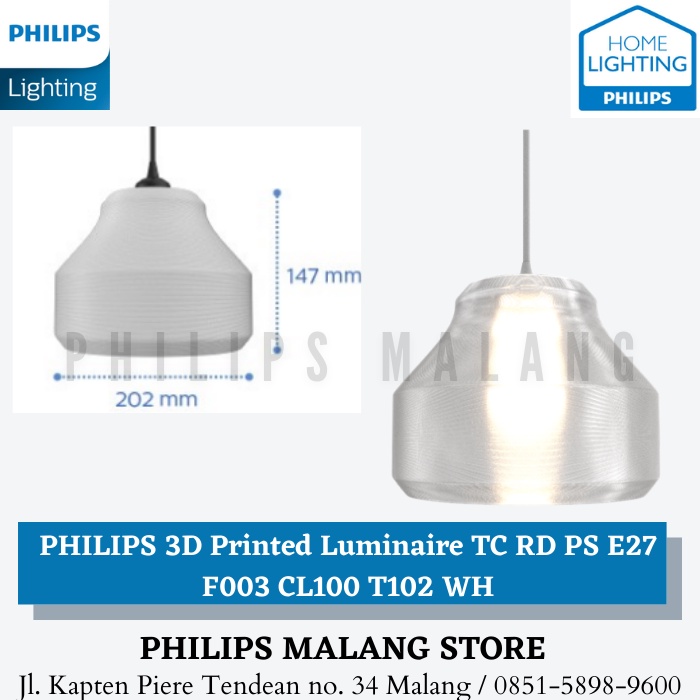 Jual Philips 3D Printed Luminaire TC RD PS E27 F003 CL100 T102 WH ...