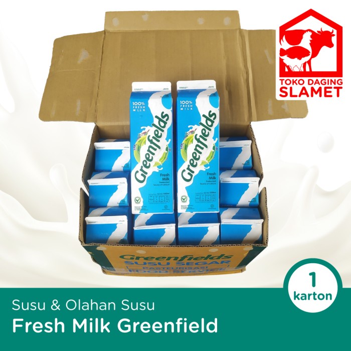 Jual Susu UHT Greenfields Greenfield Plain 1 Liter 1 Karton 12 pcs | Shopee Indonesia