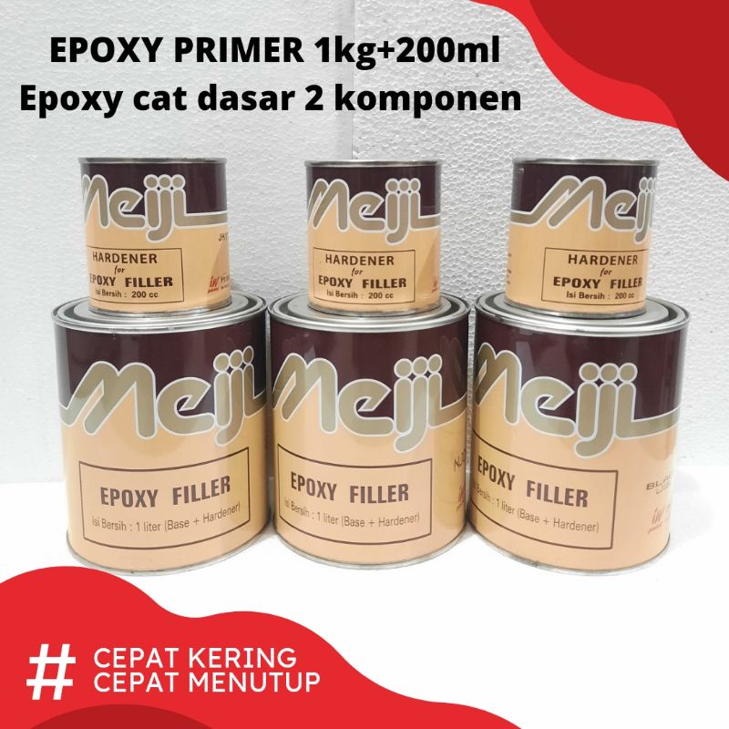 Jual EPOXY FILLER 1kg CAT DASAR MEIJI PUTIH ABU HITAM 1200ml - Epoxy ...