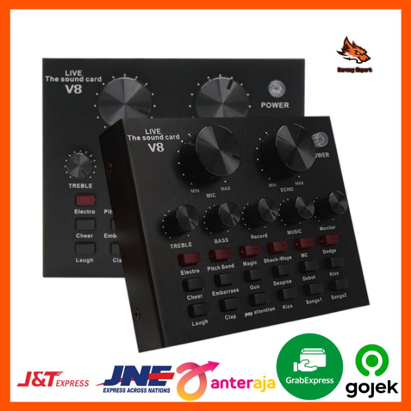 Jual V8 Bluetooth Live Mixer Audio USB External Soundcard Broadcast ...