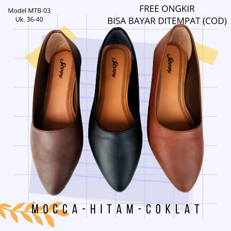 Jual Sepatu Flatshoes Hitam Wanita Lancip Sepatu Scoopy Model MTB-03 ...