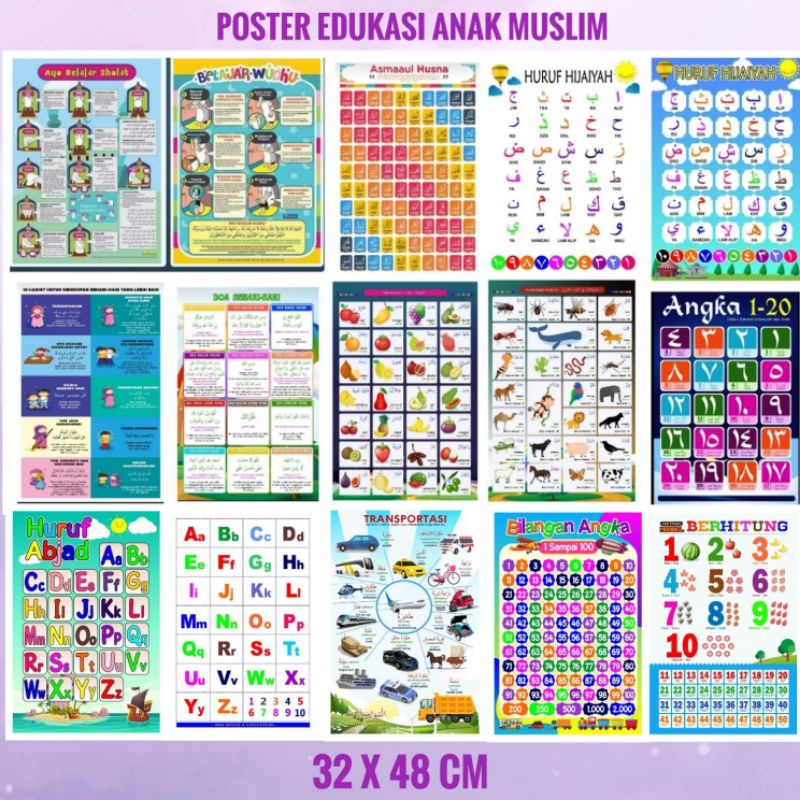Jual Poster Belajar Anak Muslim (Promo Checkout 5 Poster Bonus 1 Poster ...