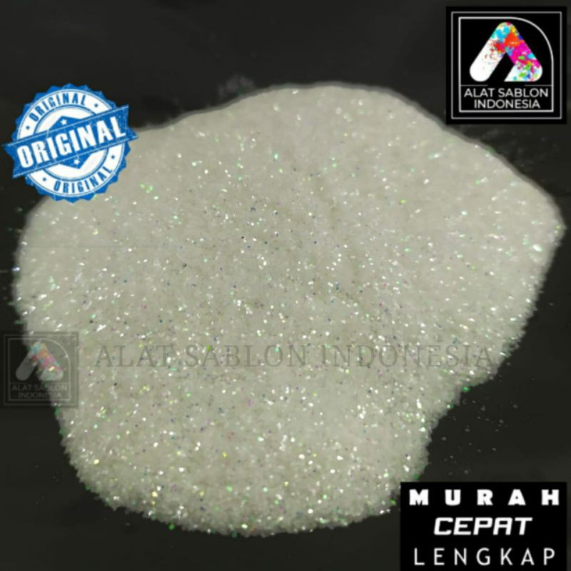 Jual SUGAR PUTIH RAINBOW GLITTER BUBUK GLITER POWDER 100GR ALAT SABLON ...