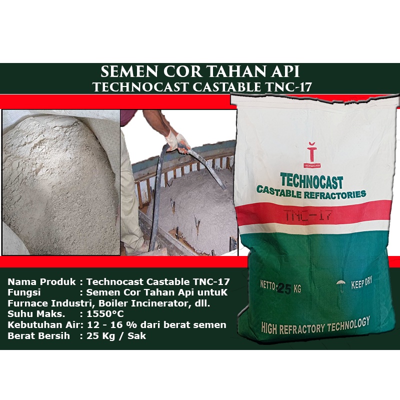 Jual Semen Tahan Api TNC-17 Castable Semen Cor Tahan Api (25Kg ...