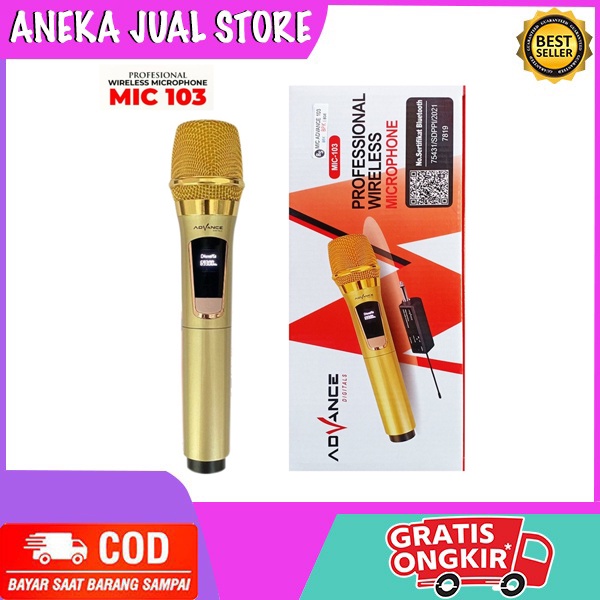 Jual Mic wireless single advance 101/ 102 / 103 / Mic Profesional ...