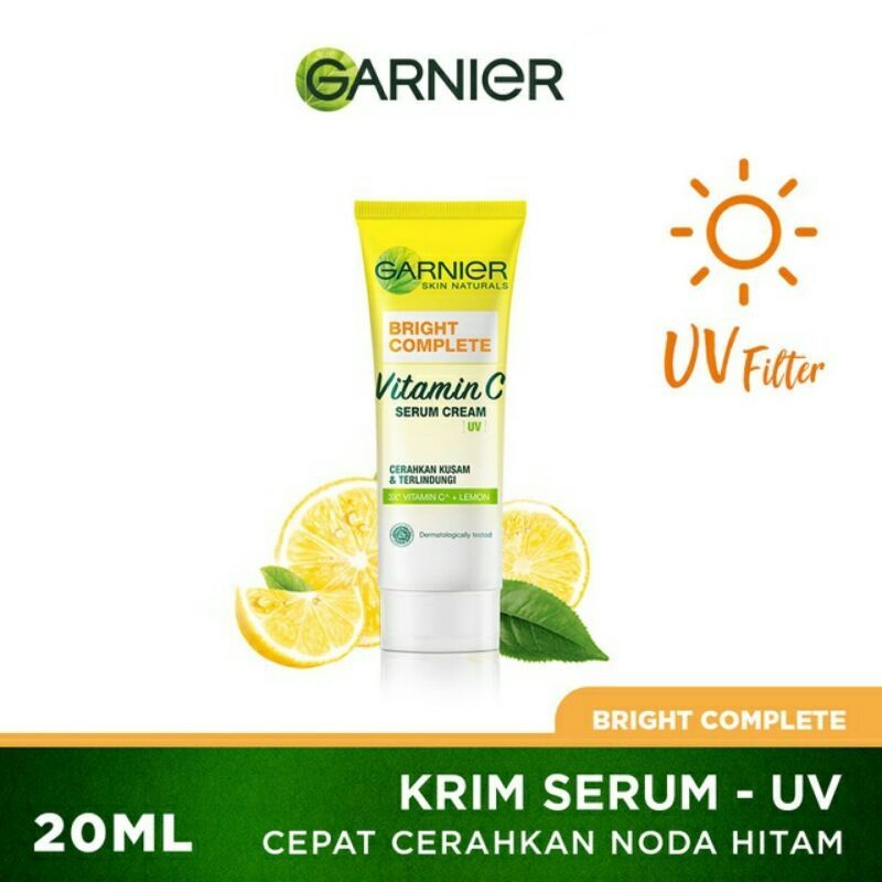 Jual Garnier Bright Complete Vitamin C Serum Cream UV 20 ml | Shopee Indonesia