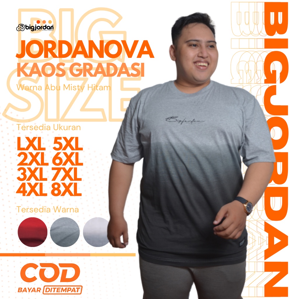 Jual kaos gradasi jumbo size original from BigJordan pria size 3XL-8XL over size | Shopee Indonesia