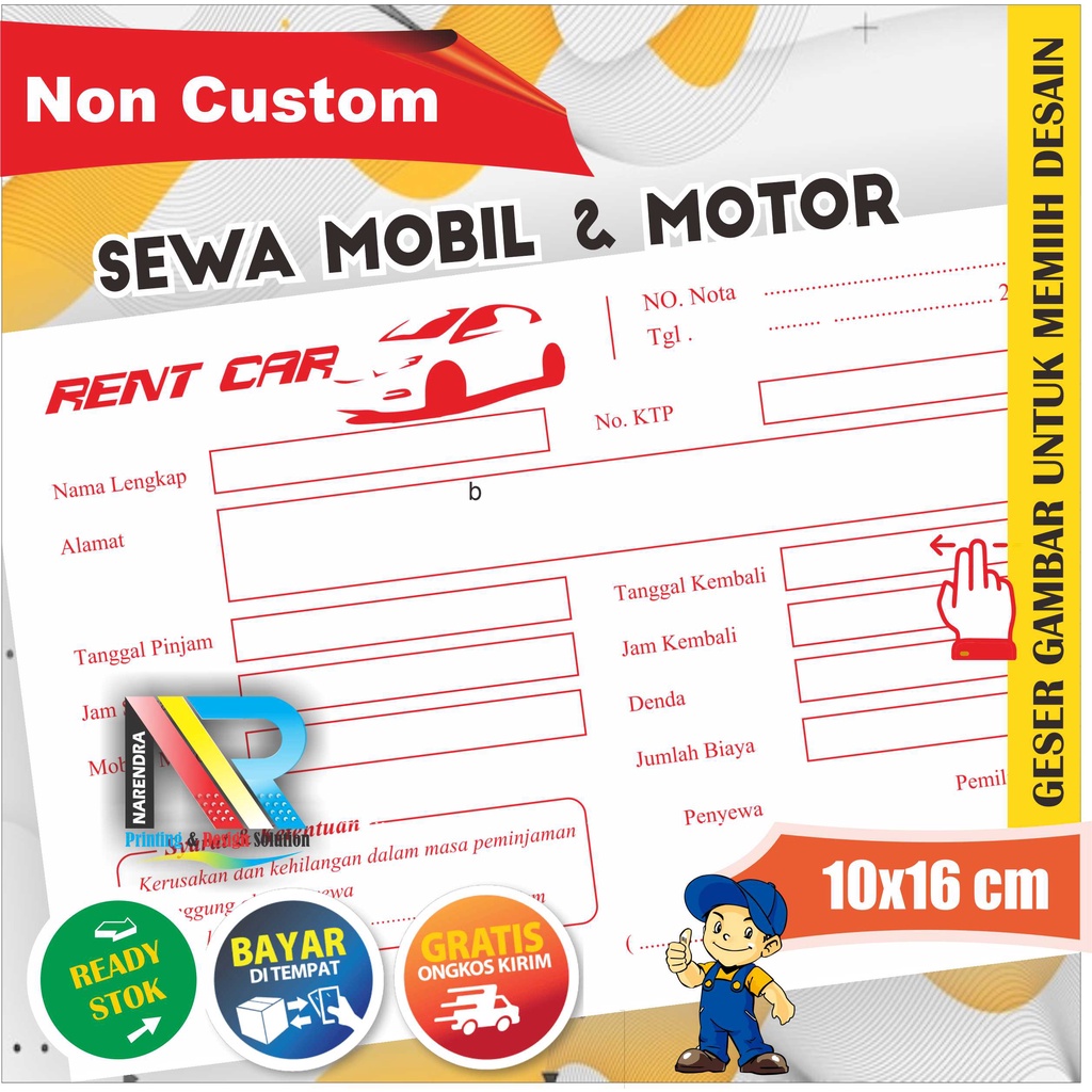 Jual Nota Rental Mobil & Motor | Nota Sewa Kendaraan | Siap Pakai ...