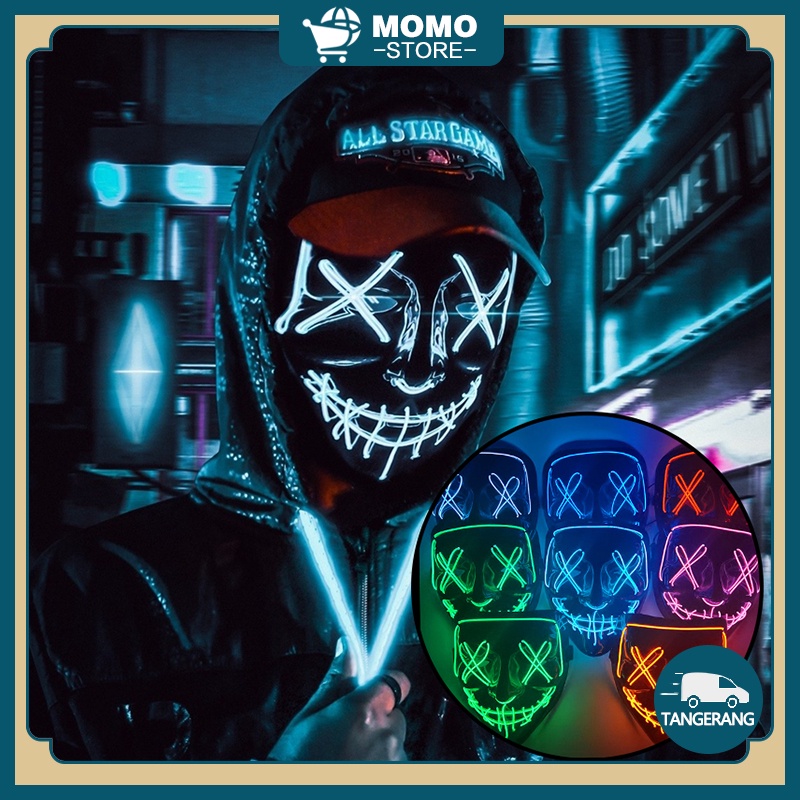 Jual Topeng Led Hallowen / Topeng LED Purge / Mask LED / Anonymous Properti Halloween | Shopee ...