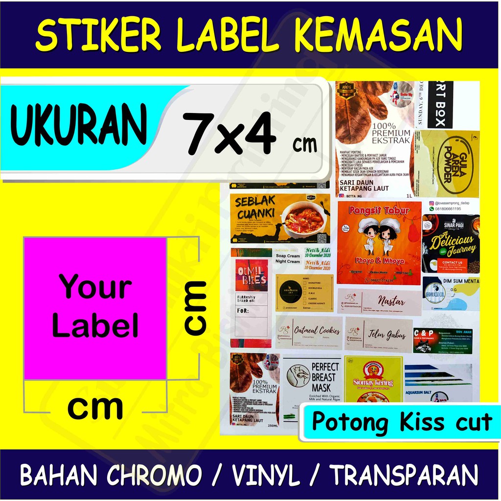 Jual Cetak Label Stiker, 7x4 cm, Chromo / Vinyl / Transparan, Print ...