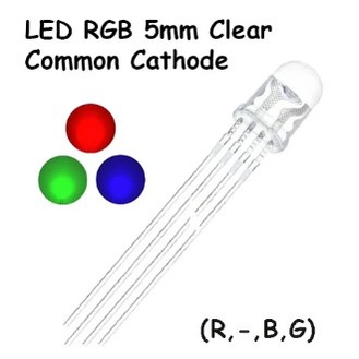 Jual LED RGB RED GREEN BLUE 4P 4 PIN 5MM CLEAR COMMON CATHODE KATODA ...