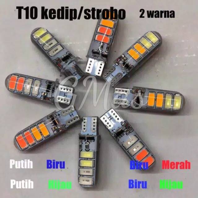 Jual Lampu LED T10 2 Warna Kedip/Strobo 12V | Shopee Indonesia