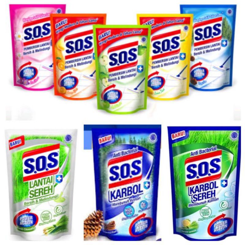 Jual SOS Pembersih Lantai Refill 700ml - S.O.S Karbol Wangi Sereh ...