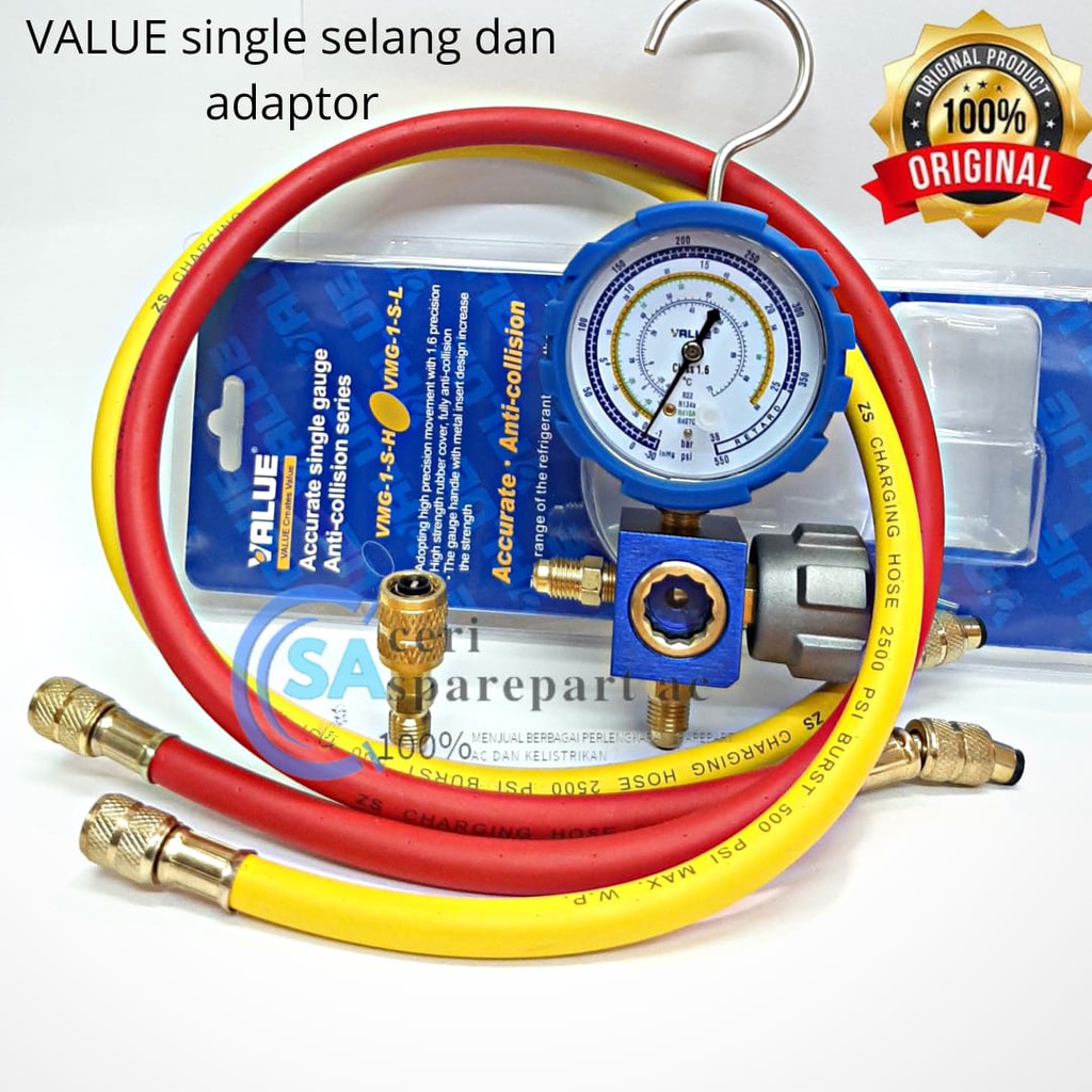 Jual Manifold Ac single value R410 R32 R22 R134 plus selang R22 dan ...