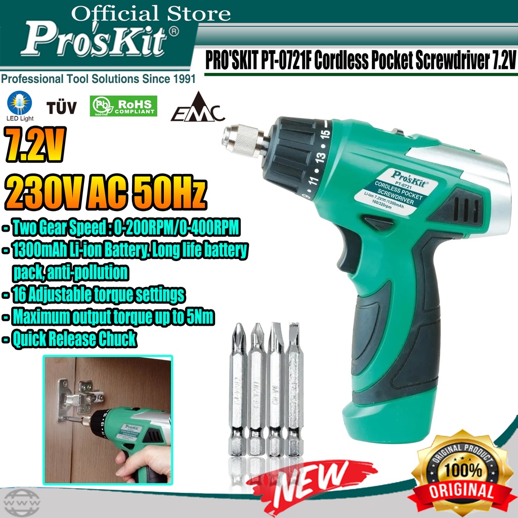 Jual Pro'sKit - Mesin Obeng Cordless Pro'sKit Pt-0721F 7.2V (230V Ac ...