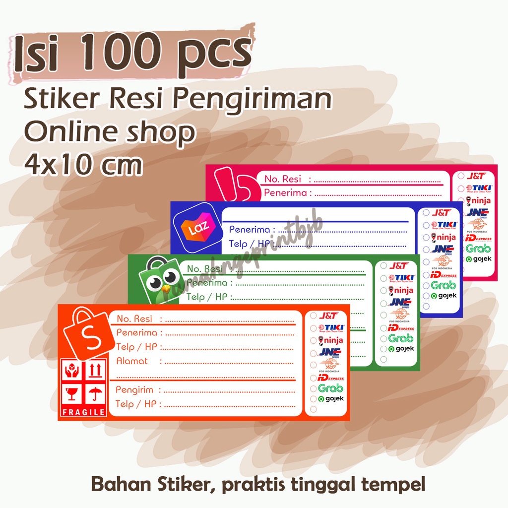 Jual [4x10] ISI 100 LEMBAR LABEL RESI STIKER HVS PENGIRIMAN ONLINE SHOP ...