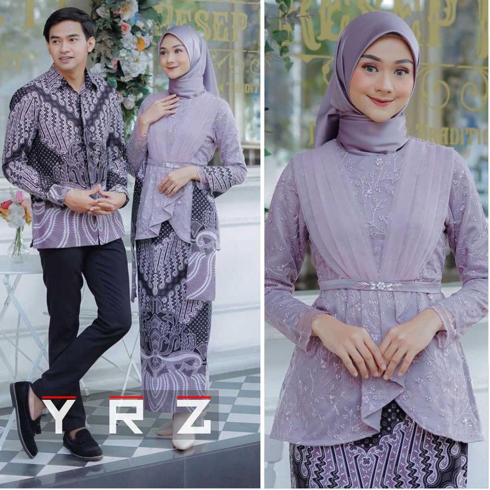 Jual {Hti31au22ᶠ} Baju Batik Couple Kebaya Brokat Modern, Batik Kebaya ...