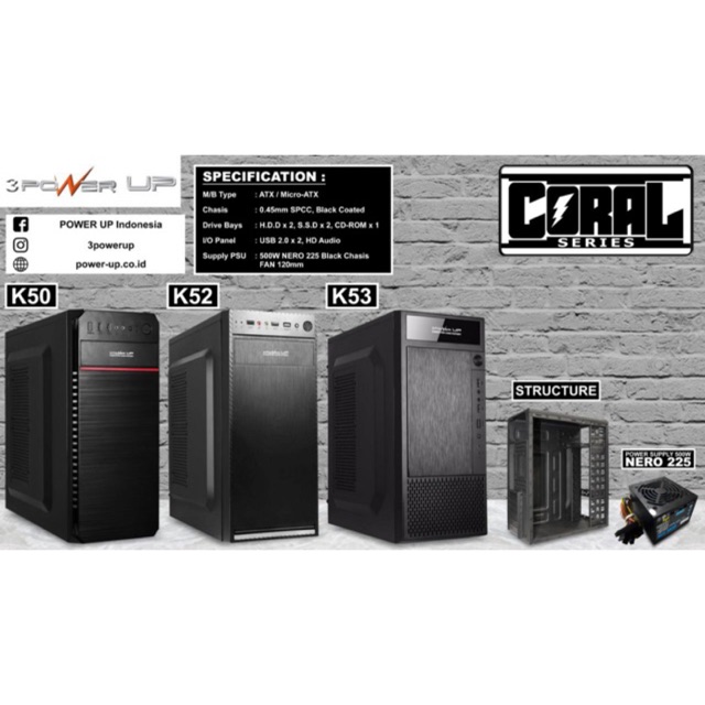 Jual Casing Komputer PowerUp seri Coral | Shopee Indonesia