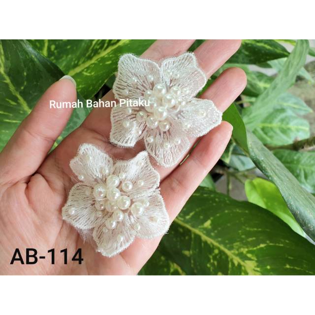 Jual (AB-114) APLIKASI BROKAT BUNGA TENGAH MUTIARA | Shopee Indonesia