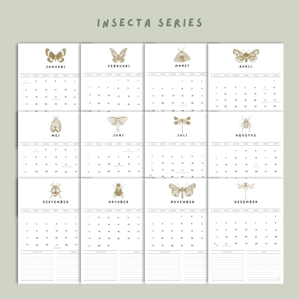 Jual Kalender Meja 2024 / 2025 Solucine A5 - Kalender Aesthetic 2024 / ...