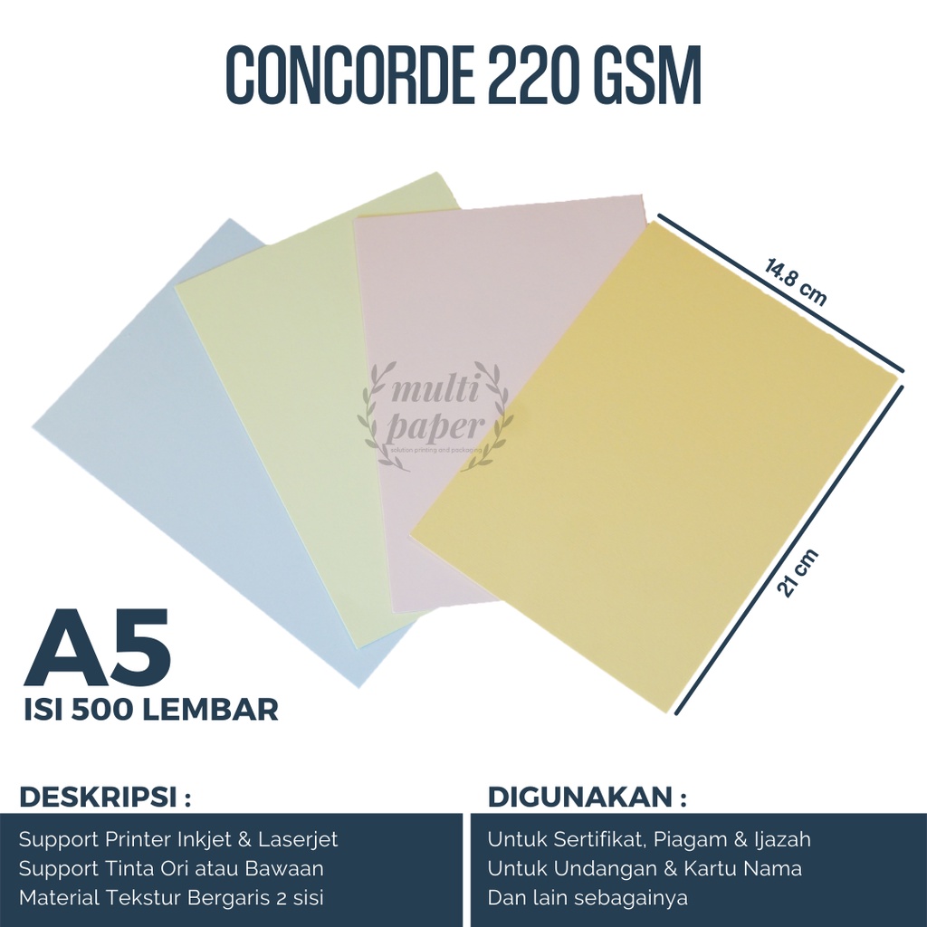 Jual Kertas A5 Concorde 220 gr isi 500 lembar / Concorde A5 | Shopee ...