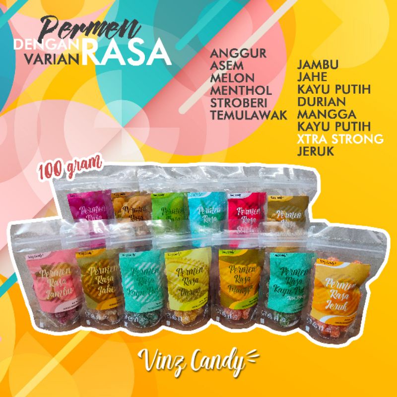 Jual Permen kayu putih Asem Jahe Temulawak Vinz Candy kemasan 100gr ...