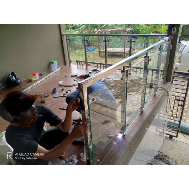 Jual pagar kaca balkon kaca railing tangga kaca stainless | Shopee ...