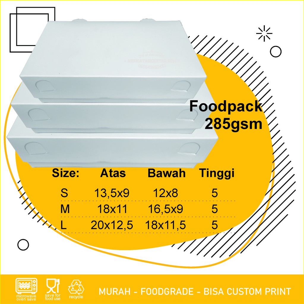 Jual CUSTOM Lunch Box Putih / Lunch Box Foodpack/ Kemasan Makanan/ Bisa ...