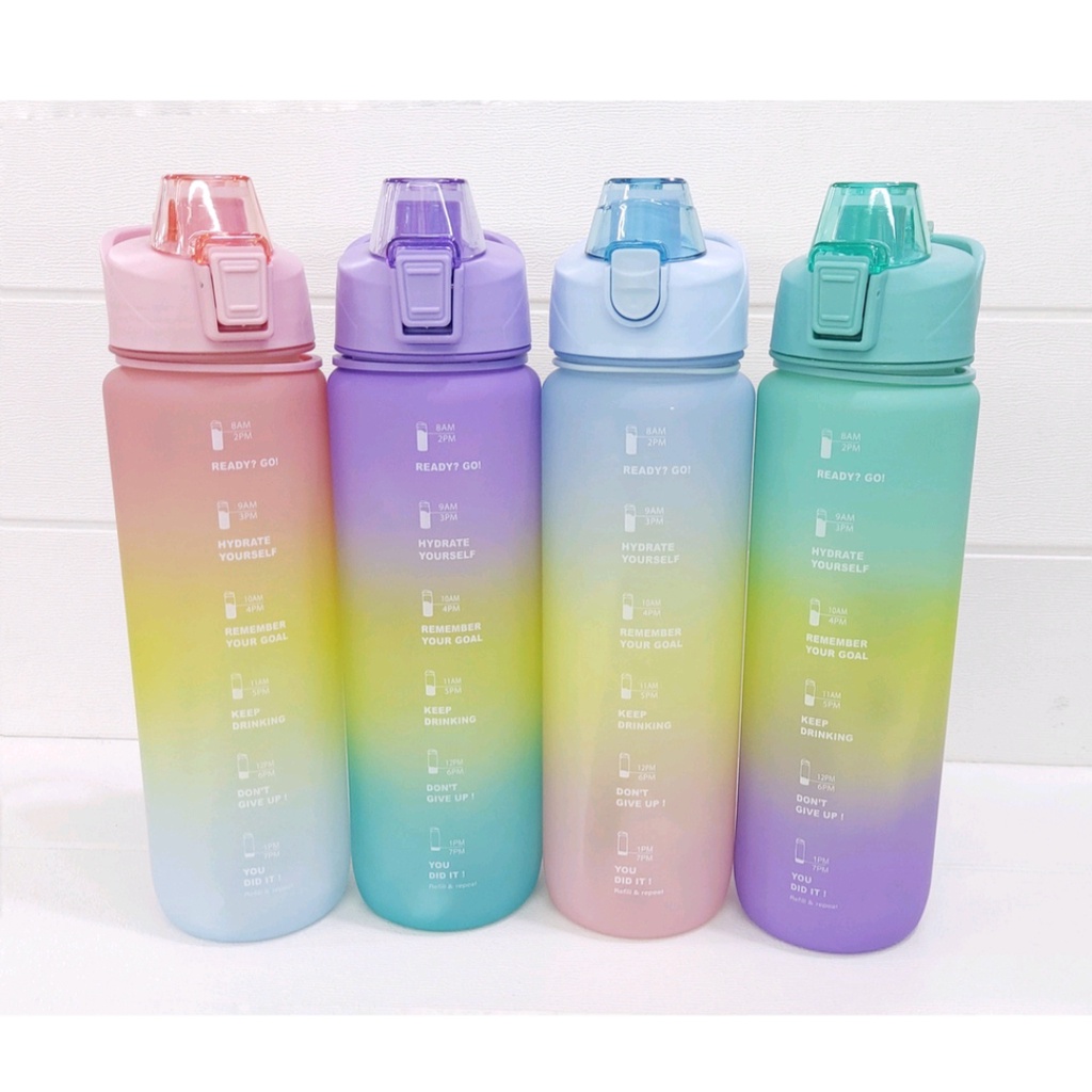 Jual BOTOL MINUM 1 LITER GRADASI PASTEL COLOURFULL + DOUBLE STIKER 2D ...