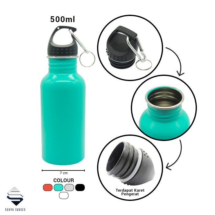 Jual Botol Air Minum Stainless Sport sepeda Polos 500ml - Botol Air ...