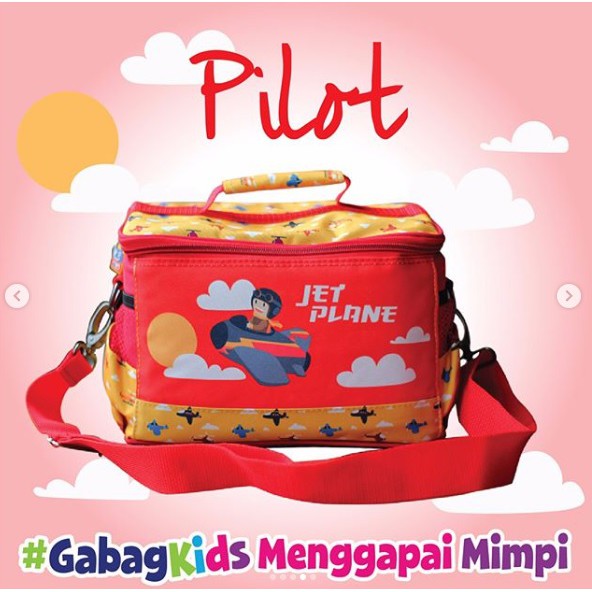 Jual GABAG KIDS THERMAL LUNCH BOX - JET PLANE MERAH + ORANGE (Tas bekal ...