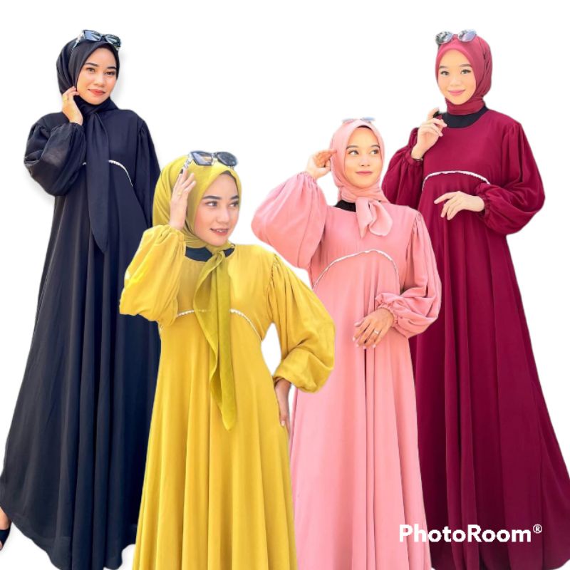 Jual Gamis Malaysia Tania Dress Tangan Balon || Dress Malaysia Renda ...